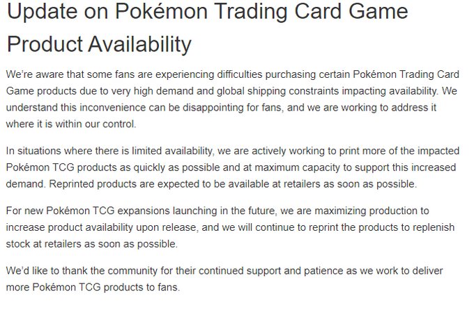 Pokémon Makes Statement About Card Availability & Scaplers – PokéPatch